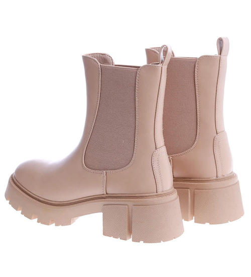 Wsuwane damskie botki sztyblety Khaki /A10-3 14832 S434/ Sklep z obuwiem Pantofelek24.pl