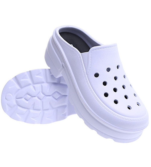 Wodoodporne białe kryte klapki basenowe na koturnie /C5-1 15542 S283/ Sklep z obuwiem ...