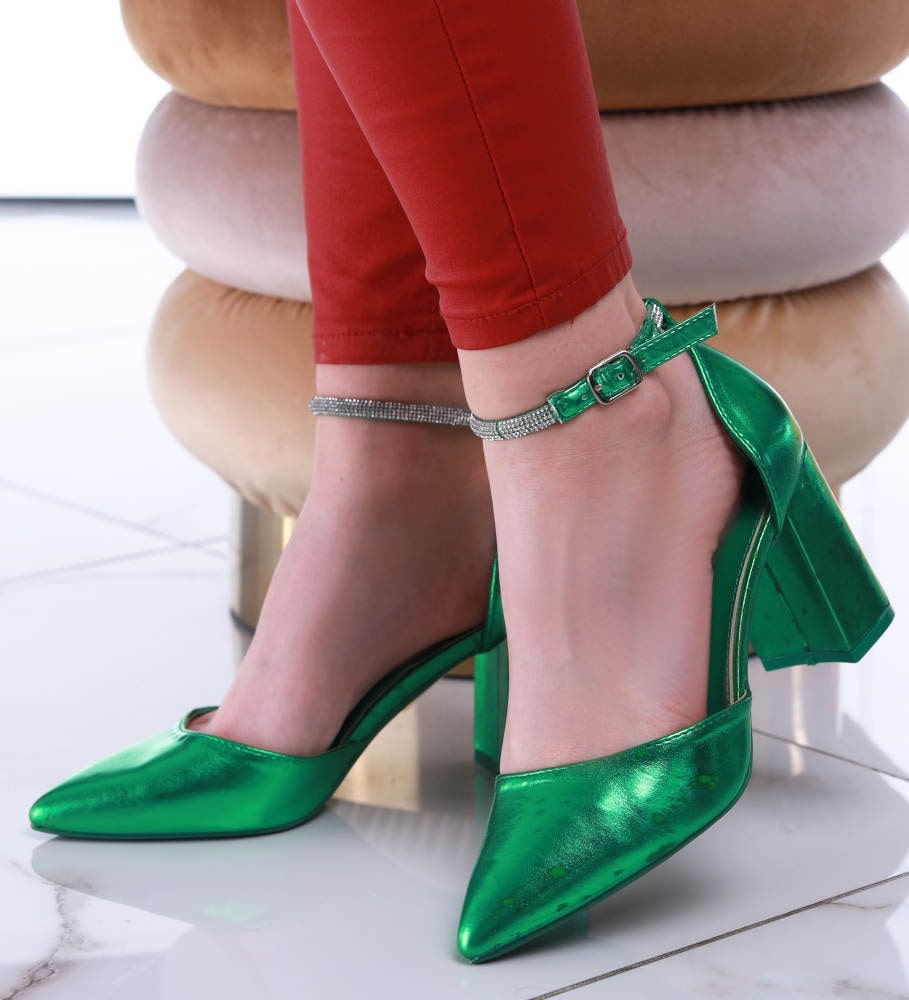 Zielone czółenka na słupku 2 gat /D1-2 13481 T471/ Sklep z obuwiem ...