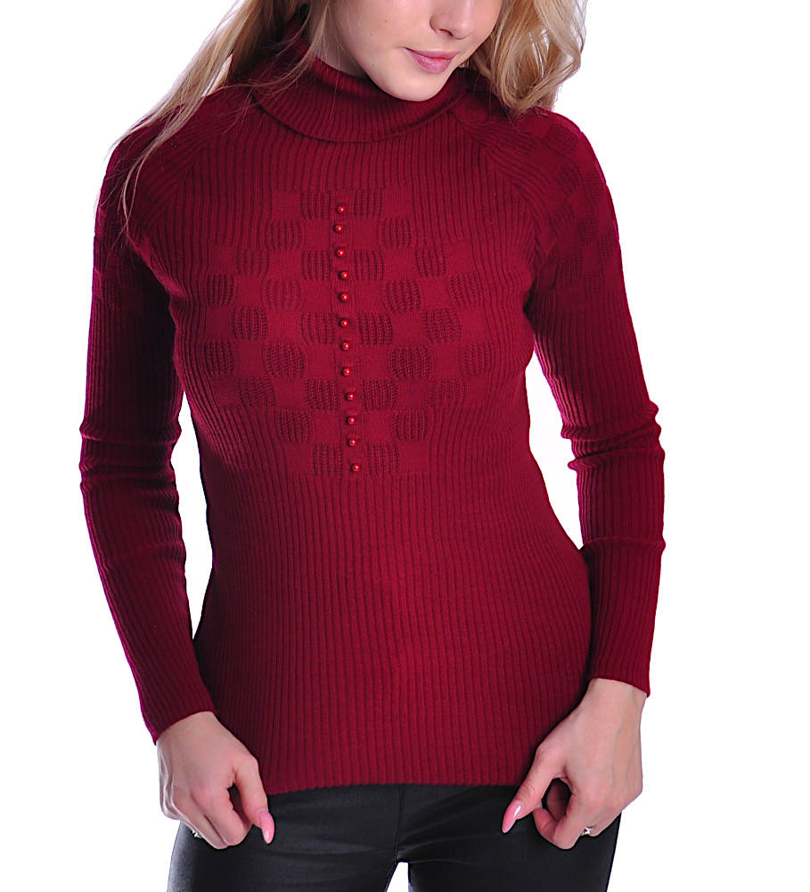 Bordowy damski golf z guziczkami /A4-1 UB378 T197/ Sklep z obuwiem ...