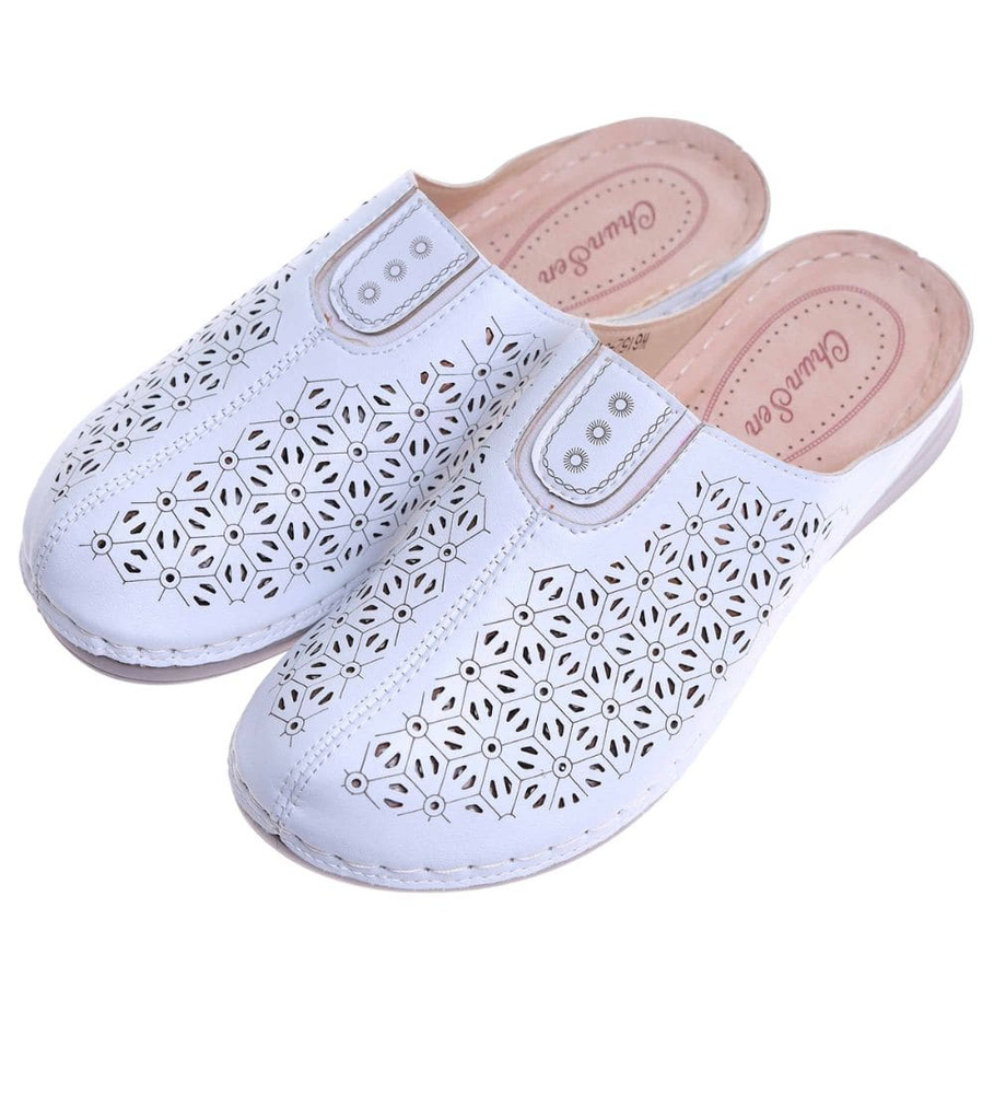 Ażurowe białe klapki damskie /G9-2 17612 T381/ Sklep z obuwiem Pantofelek24.pl