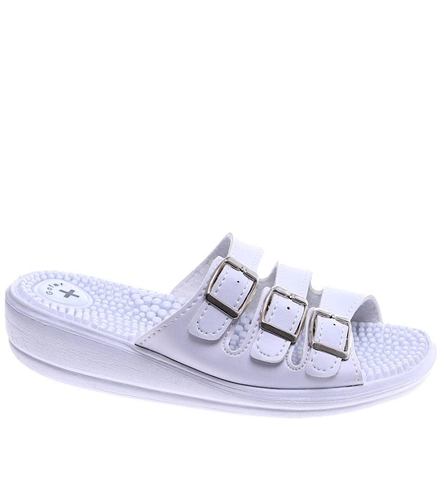 Białe zdrowotne damskie klapki z kolcami Fakirki /D8-1 14357 T157 ...